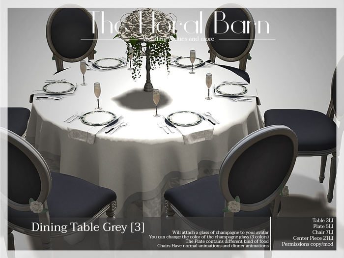 Second Life Marketplace - Dining Table Grey [3]